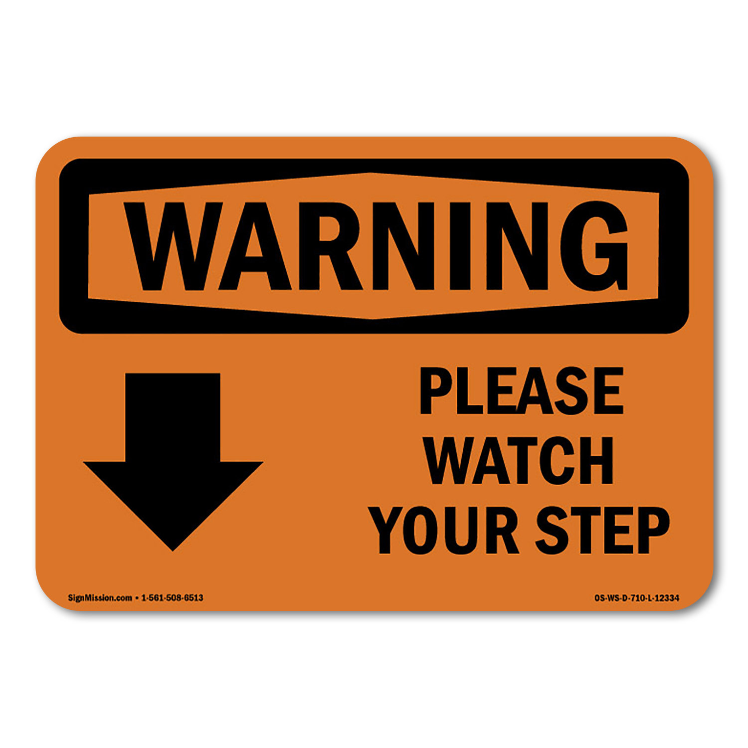 SignMission Please Watch Your Step [Down Arrow] With Symbol Decal 7" X ...